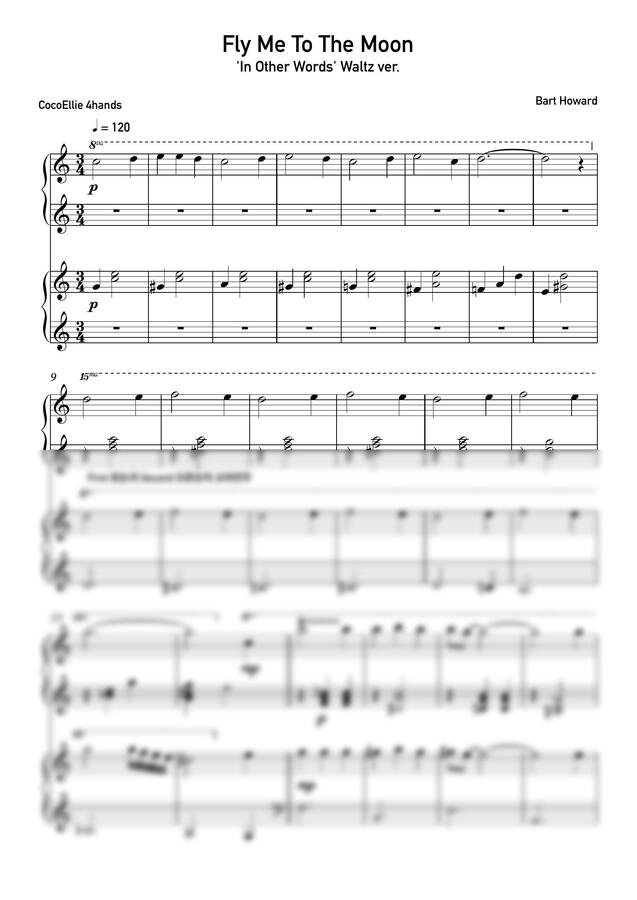 악보 > Bart Howard - Fly Me To The Moon / Waltz ver. (4hands) by 코코엘리