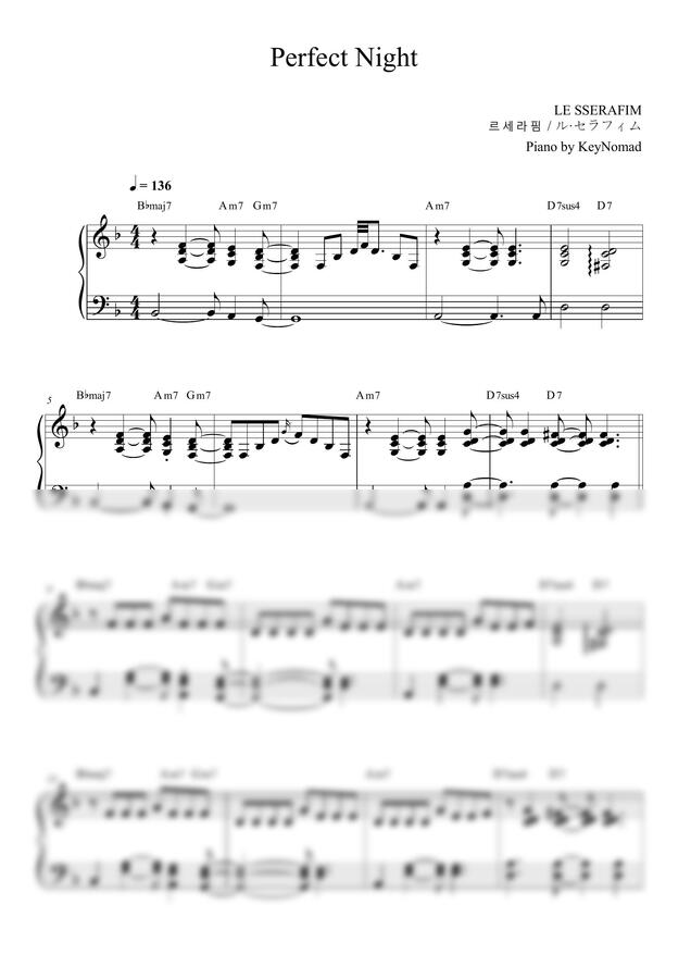 악보 > LE SSERAFIM (르세라핌) - Perfect Night by KeyNomad