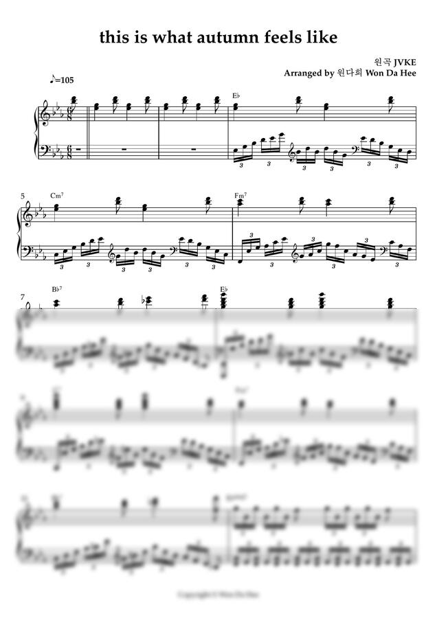 악보 > JVKE - this is what autumn feels like (코드포함/연주편곡) by 원다희Won Da Hee