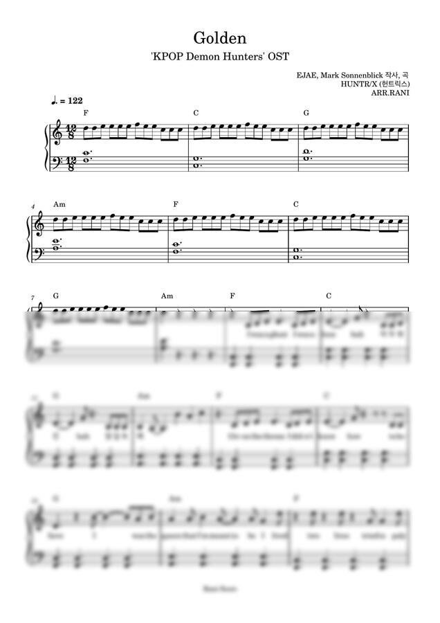 악보 > KPOP Demon Hunters OST - Golden (다장조)