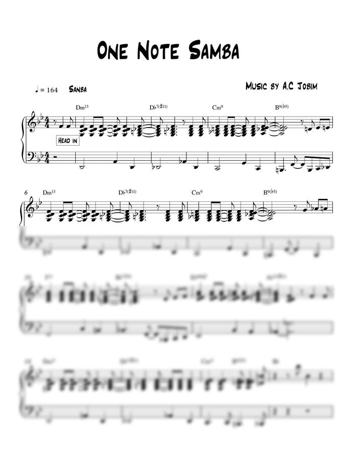 악보 > A.C Jobim(조빔) - One Note Samba (Jazz) by MIWHA