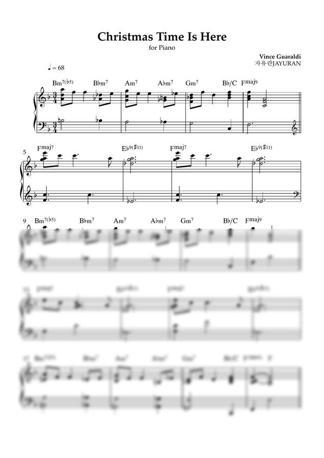 악보 > Vince Guaraldi - Christmas Time Is Here by 자유란JAYURAN