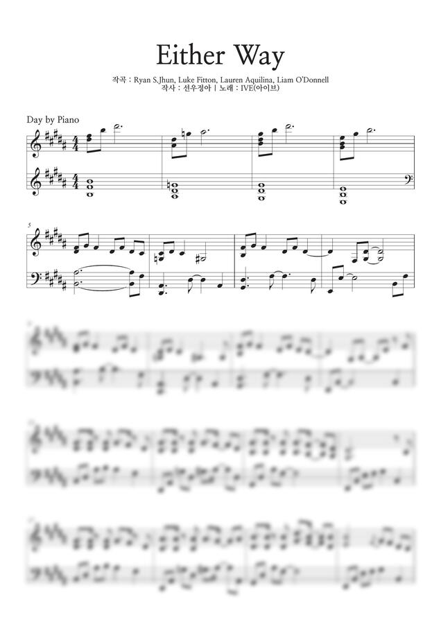 악보 > IVE (아이브) - Either Way by 데이바이피아노
