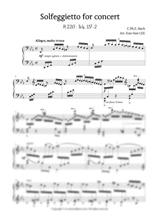 악보 > C.P.E. Bach(CPE 바흐) - Solfeggietto(솔페지에토) in c minor (연주회용 편곡)