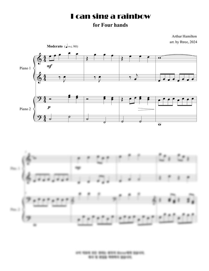 악보 > Arthur Hamilton - I can sing a rainbow by Rtree