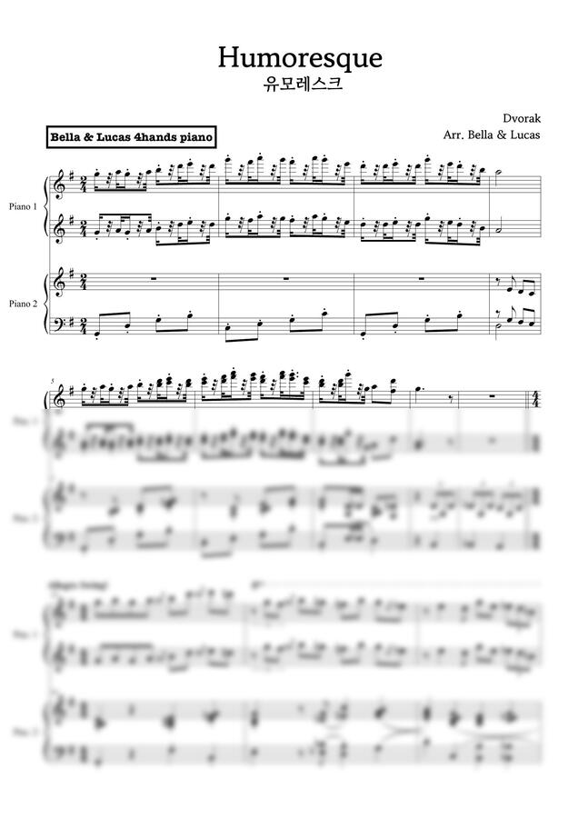 악보 > A. Dvorak (드보르작) - Humoresque (유모레스크) (Jazz ver.) by 벨라앤루카스