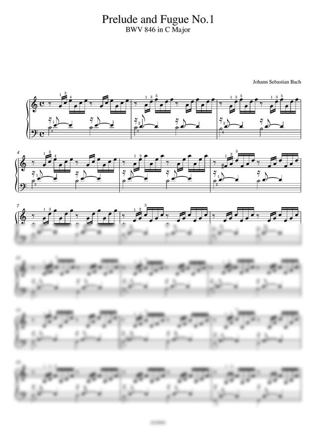 악보 > J. S. Bach (바흐) - Prelude No.1 in C Major (프렐류드 1번) (명곡) by JUNPIN