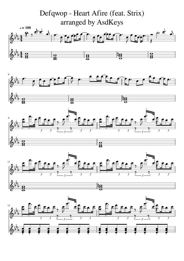 악보 > Defqwop - Heart Afire (feat. Strix) by Asdkeys