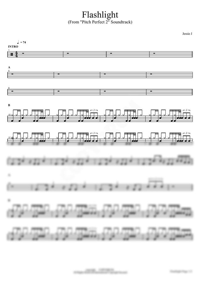 악보 > Jessie J - Flashlight by 카피드럼