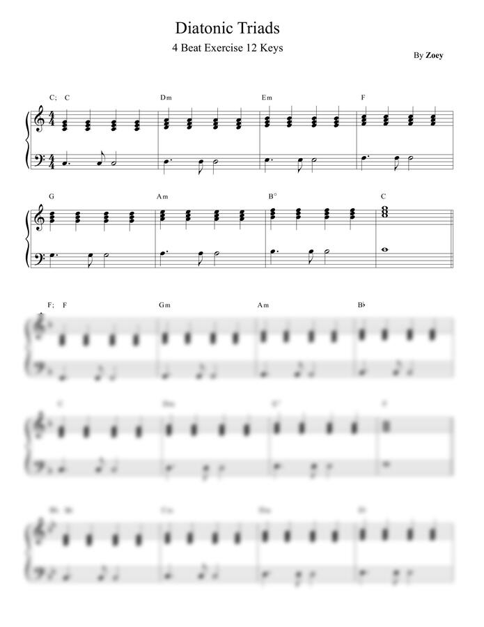 악보 > Zoey - DiatonicTriads Exercise 12 Keys