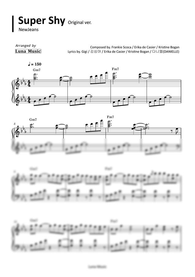 악보 > New Jeans (뉴진스) - Super Shy [원곡 악보] | 루나뮤직