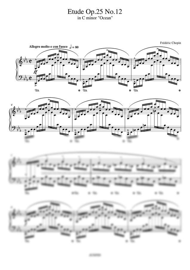 악보 > F. Chopin (쇼팽) - Etude Op.25 No.12 (에튀드 24번 "대양") | JUNPIN