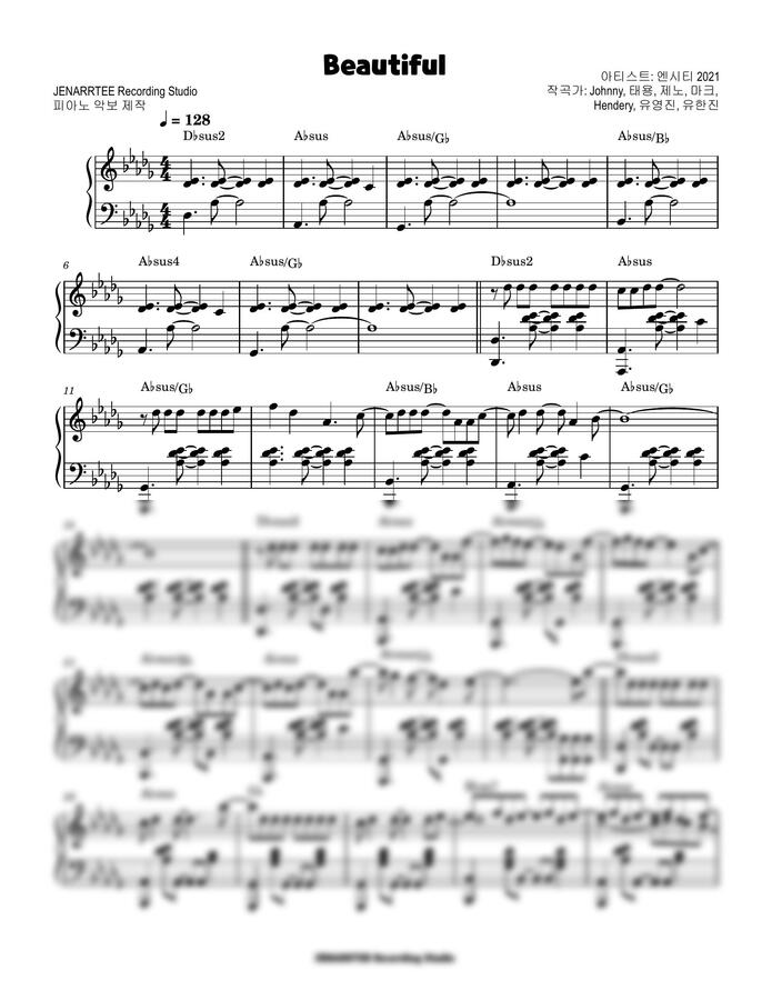 악보 > NCT 2021 (엔시티 2021) - Beautiful by JENARRTEE Recording Studio