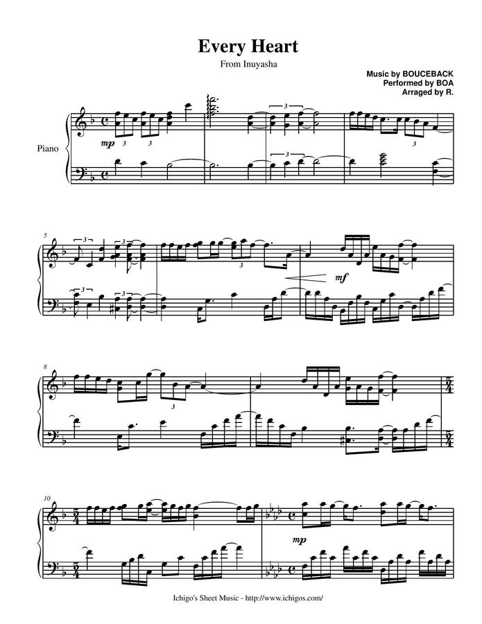 악보 > 이누야샤 OST - Every Heart by R.