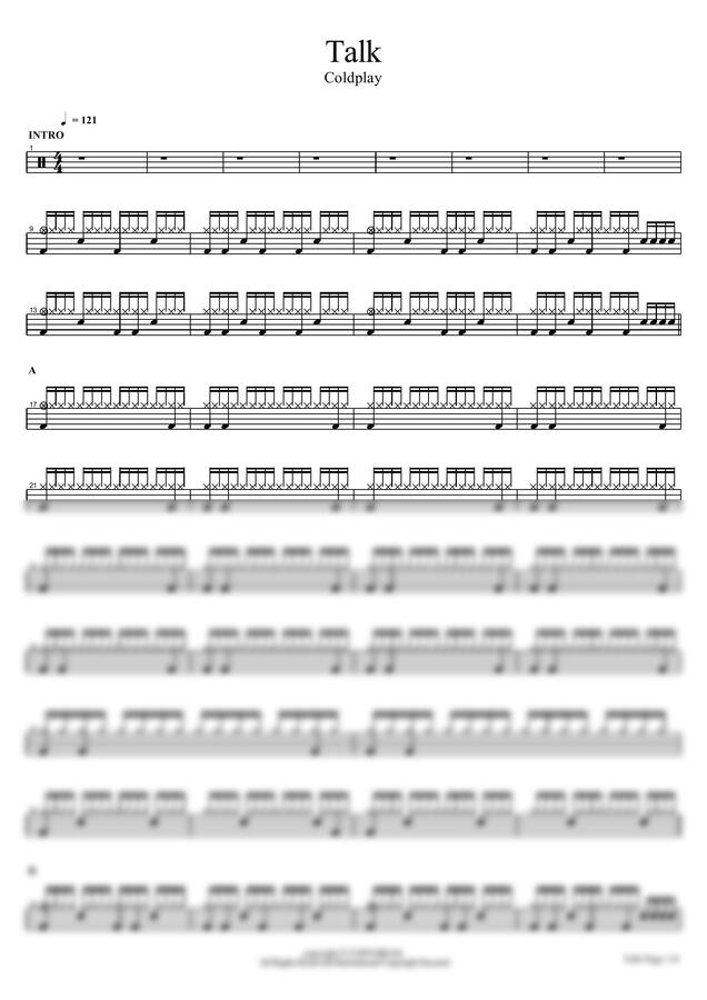 악보 > Coldplay - Talk by COPYDRUM