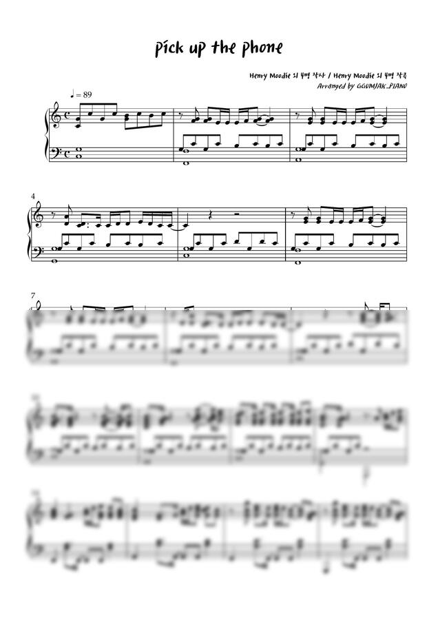 악보 > Henry Moodie - pick up the phone(C Major, 다장조)