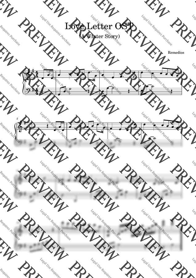 악보 > 러브레터 OST - A Winter Story (매우 쉬운 단장 편곡)