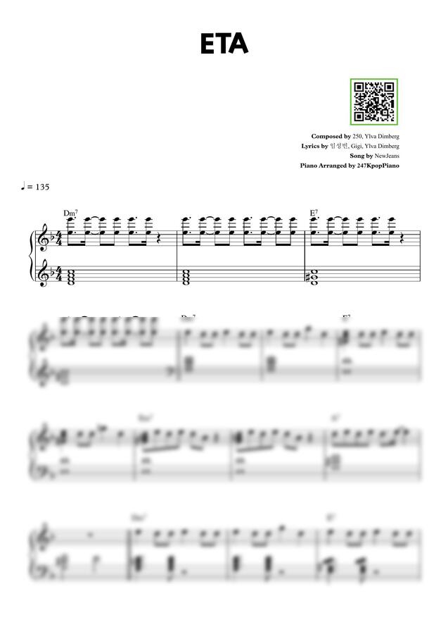 악보 > 뉴진스 - ETA (Dm key)