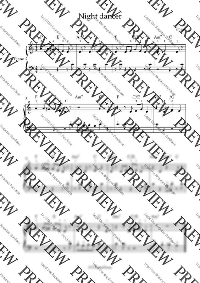 악보 > imase - night dancer by 바다AnnePiano