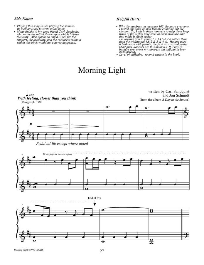 악보 > Morning Light - Jon Schmidt (존 슈미트)