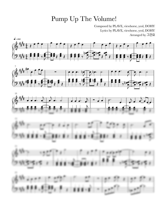 악보 > 플레이브(PLAVE) - Pump Up The Volume! by 그건요