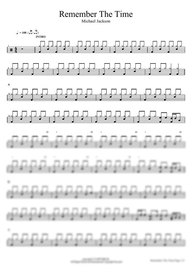 Michael Jackson - Remember The Time - COPYDRUM 드럼 악보 | 마피아