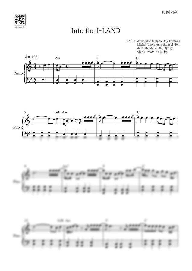 악보 > 아이유 - Into the I-LAND by 피아노인유