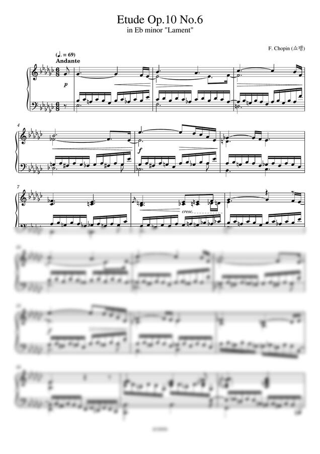악보 > F. Chopin (쇼팽) - Etude Op.10 No.6 (에튀드 6번) by JUNPIN