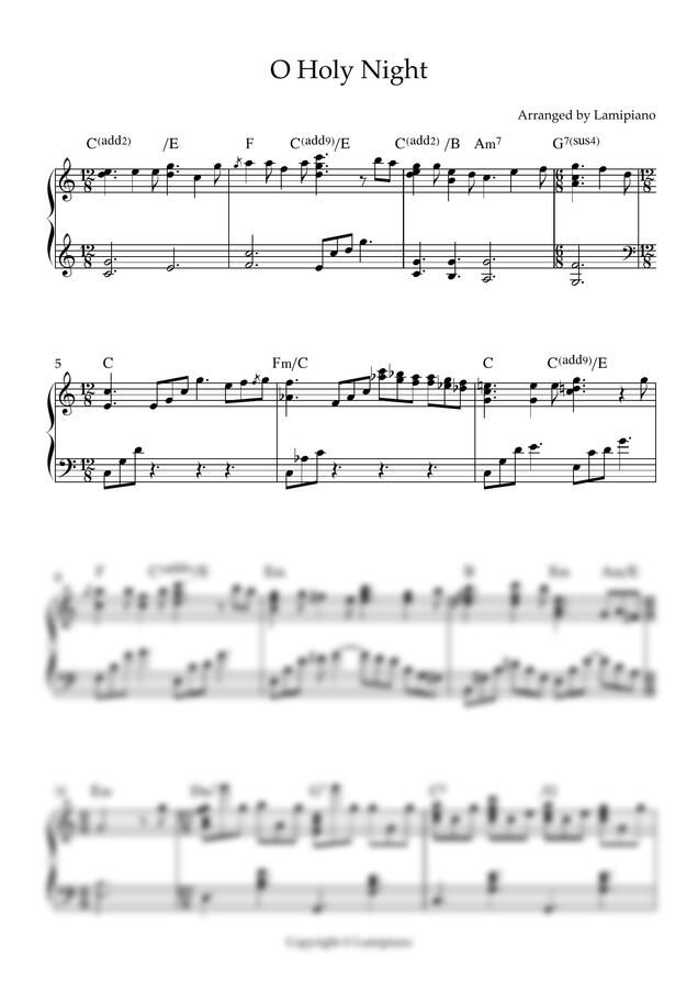 악보 > Adolphe Charles Adam - O Holy Night (거룩한 밤) (조표 없는 C key 편곡) by 라미피아노