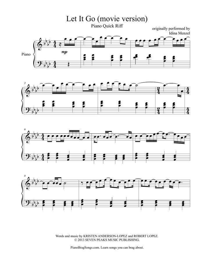 악보 > Piano Quick Riff Idina Menzel - Let It Go