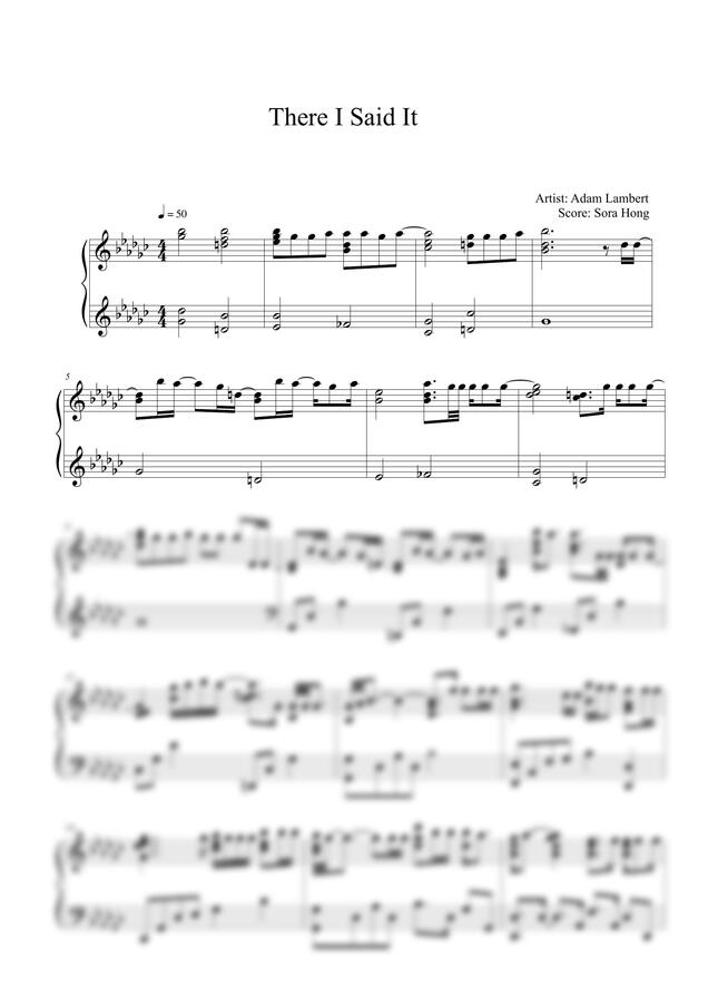 악보 > Adam Lambert - There I Said It by 홍소라