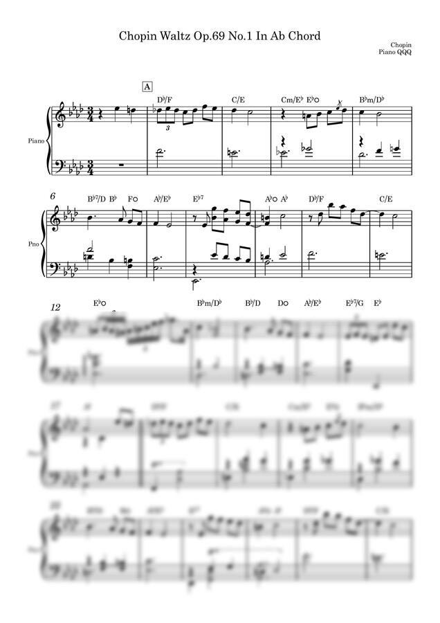 악보 Chopin 이별의 왈츠 피아노솔로용 악보 By Piano Qqq