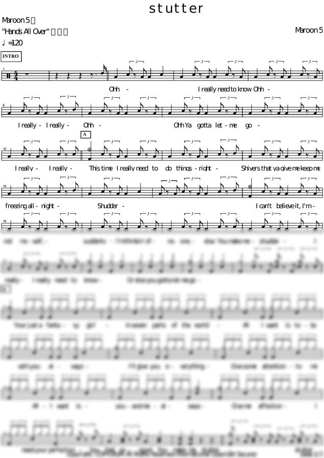 악보 > maroon5 - Stutter by 카피드럼