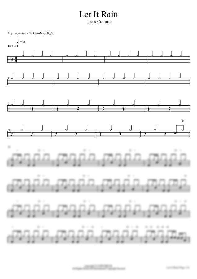 악보 > Jesus Culture - Let It Rain by COPYDRUM