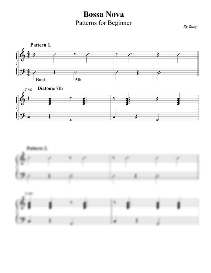 악보 > Zoey - [Bossa Nova] 5 easy Patterns to Start for Beginner by Zoey