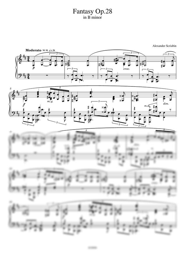 악보 > A. Scriabin (스크랴빈) - Fantasy Op.28 (판타지) | JUNPIN