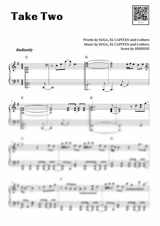 악보 > 방탄소년단 (BTS) - Take Two (쉬운악보 포함) by HISHINE