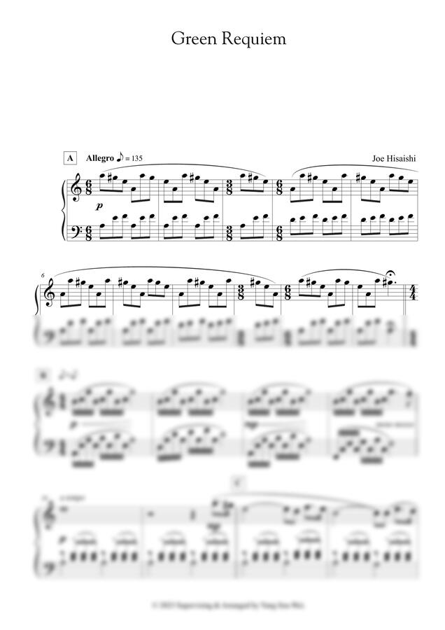 악보 > 히사이시 조 - Green Requiem (원본 판) by Yang Szu-Wei