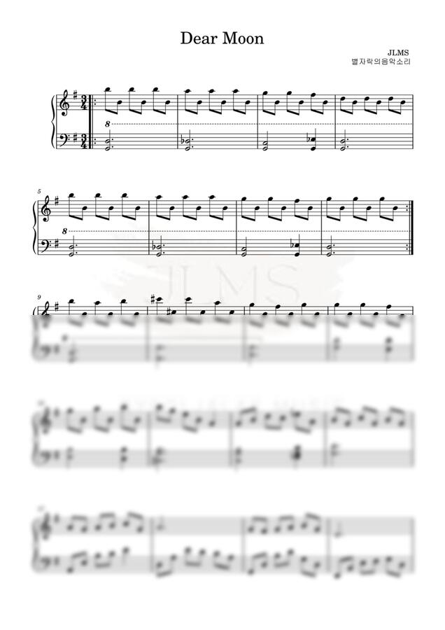 악보 > JLMS(별자락의음악소리) - Dear Moon