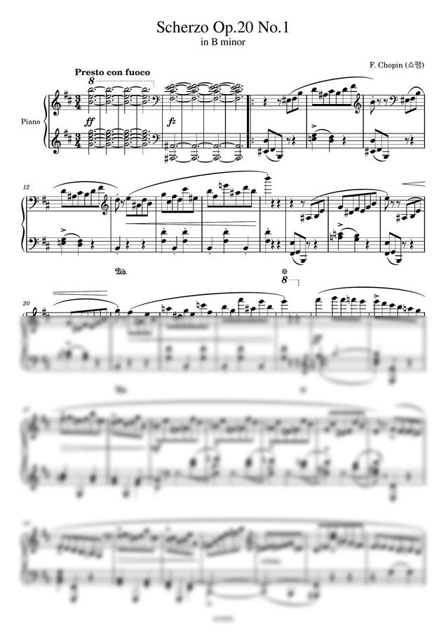 악보 > F. Chopin (쇼팽) - Scherzo Op.20 No.1 in B minor (스케르초 1번) by JUNPIN