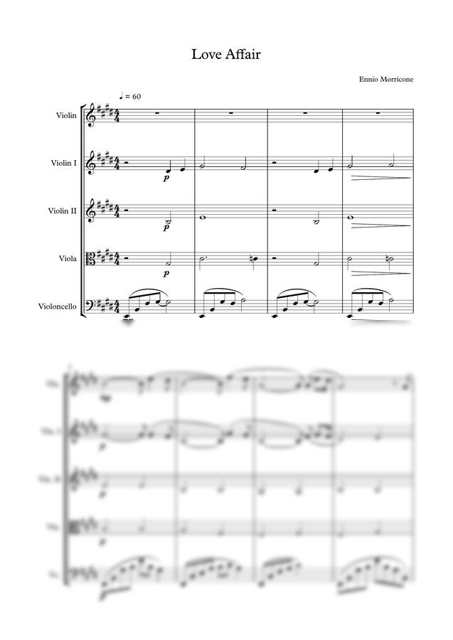 악보 > Ennio Morricone - Love Affair(영화 Love Affair OST) by La mer