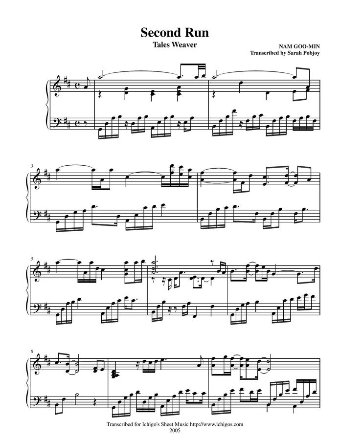 악보 > 테일즈위버 OST - Second Run by Sarah Pobjoy