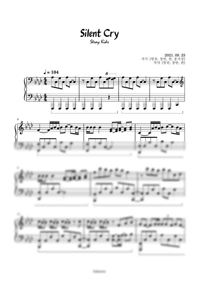 악보 > Stray Kids (스트레이 키즈) - Silent Cry (중급 악보/원키) by Boknowa보노아