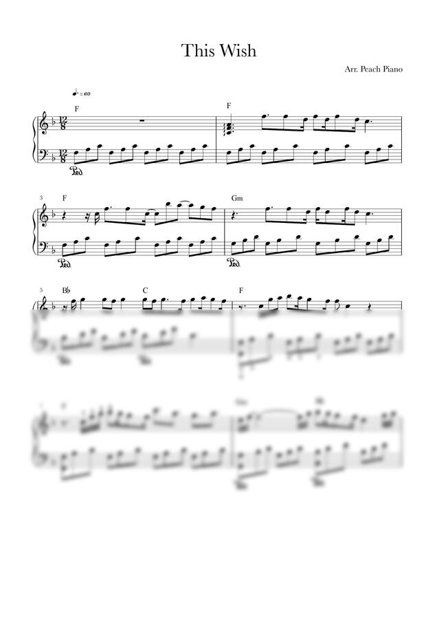 악보 > 영화 위시 OST - This Wish (쉬운버전) by 피치피아노