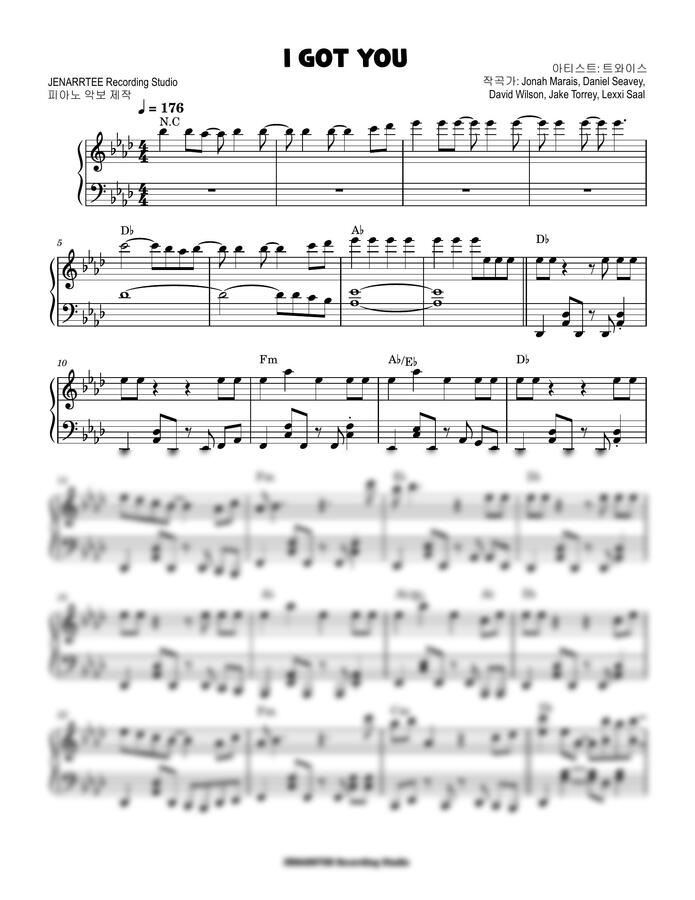 악보 > TWICE (트와이스) - I GOT YOU by JENARRTEE Recording Studio