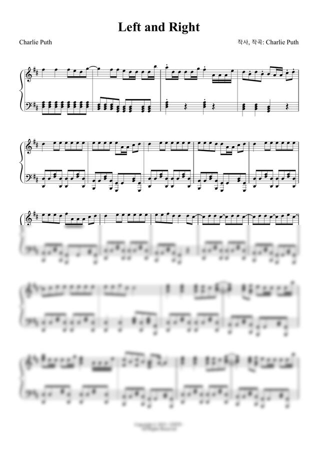 악보 > Charlie Puth - Left and Right by 김광연