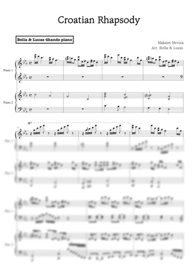 악보 > Maksim - 크로아티안 랩소디 (Croatian Rhapsody) (4 hands) | 벨라 앤 루카스