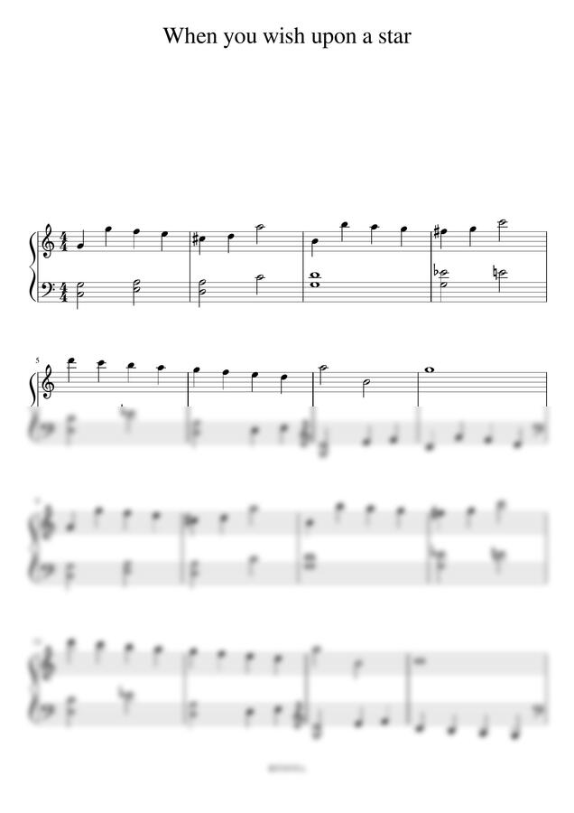 악보 > 피노키오 OST - When you wish upon a star (쉬운악보) | 이지피아노