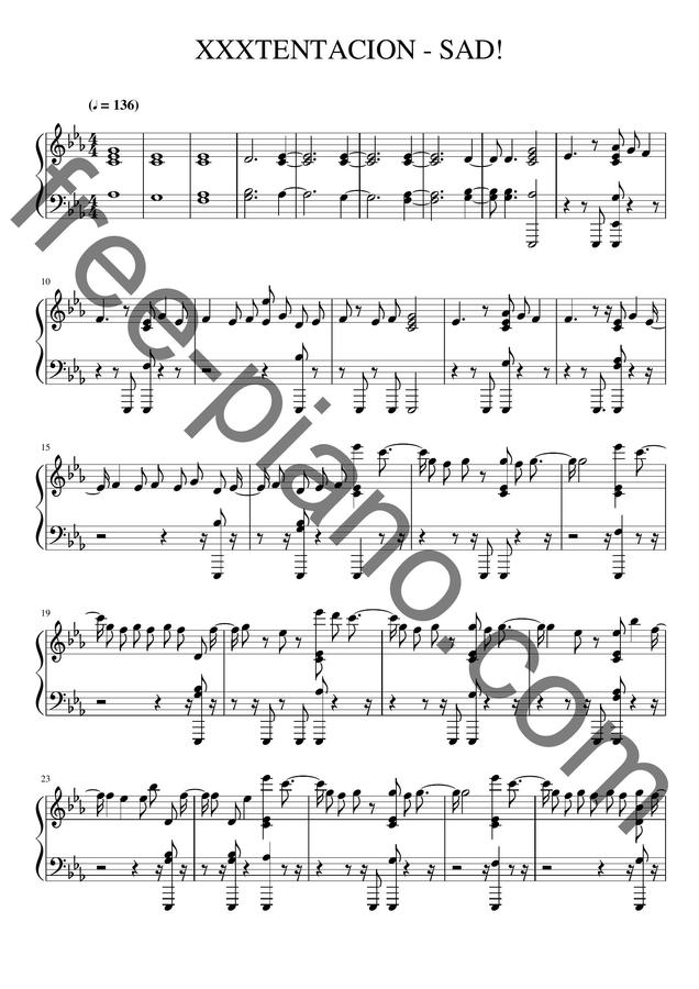악보 > XXXTENTACION - SAD! by free-piano.com