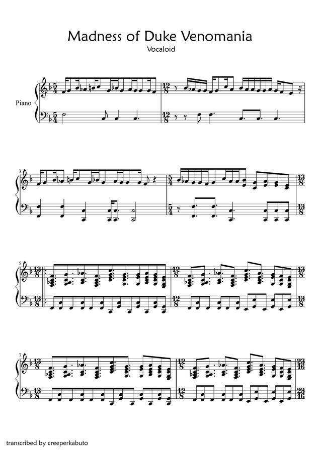 악보 > 보컬로이드 우타이테 시리즈 7 Madness of Duke Venomania